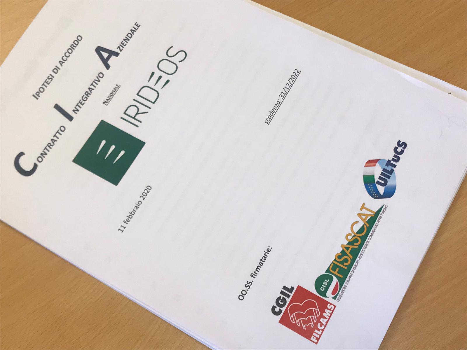 Irideos, firmato il primo contratto integrativo per i 400 dipendenti ...